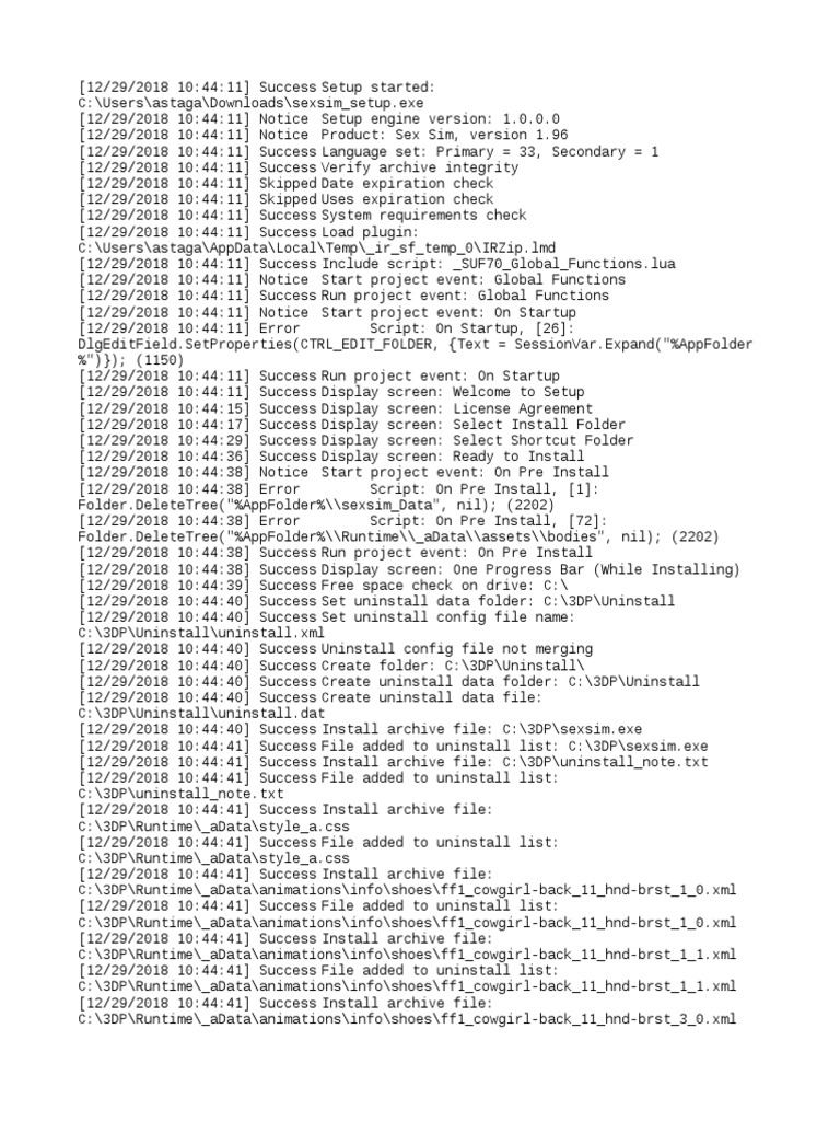 Sex Sim Setup Log Pdf Utility Software Computing Platforms 