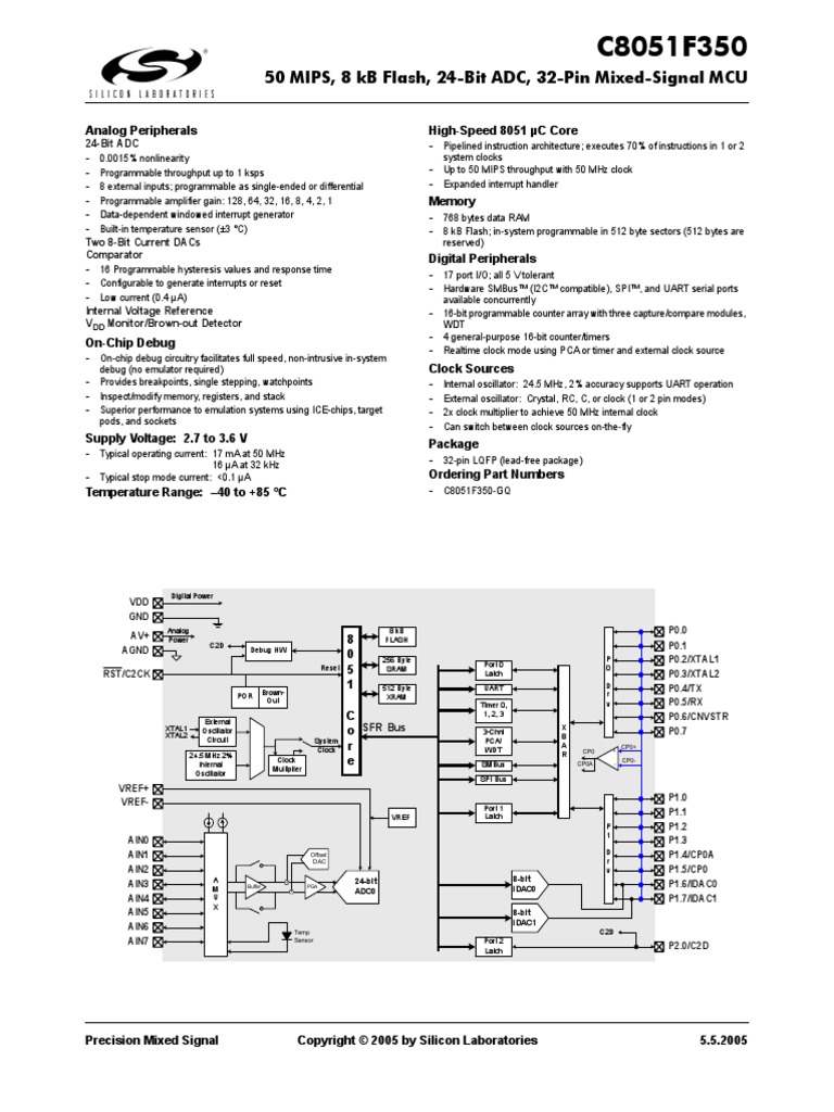 C8051F350 | PDF | Analog To Digital Converter | Office Equipment