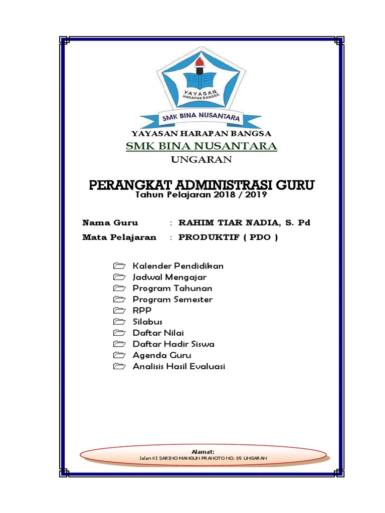 Cover Administrasi Guru | PDF