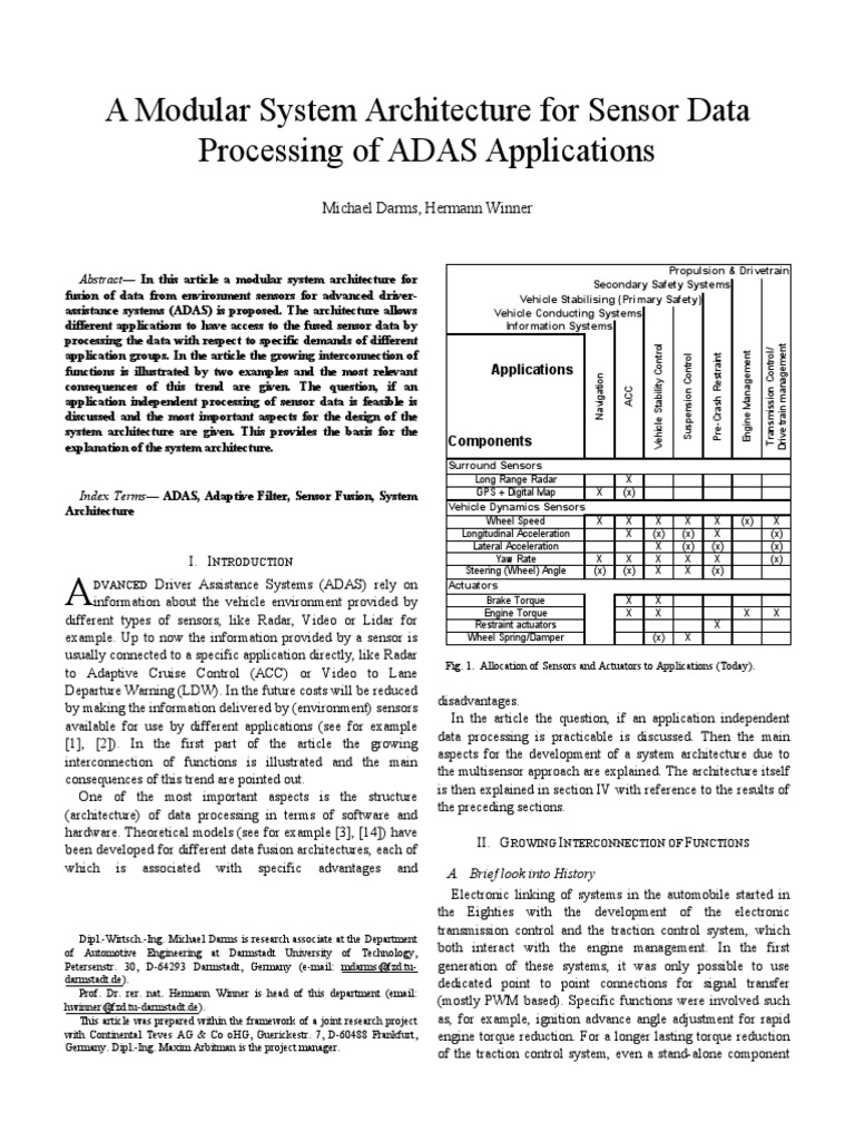 A Modular System Architecture For Sensor Data Processing of ADAS ...