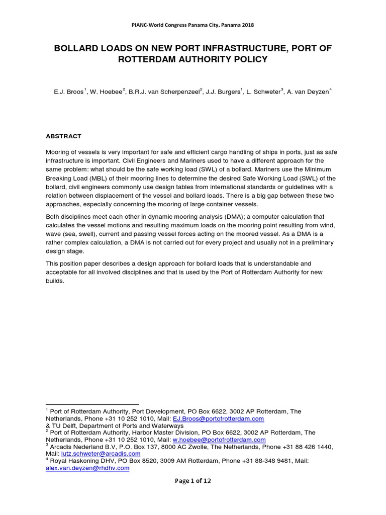 Mooring Design (Bollard or QRH) | PDF | Ships | Port