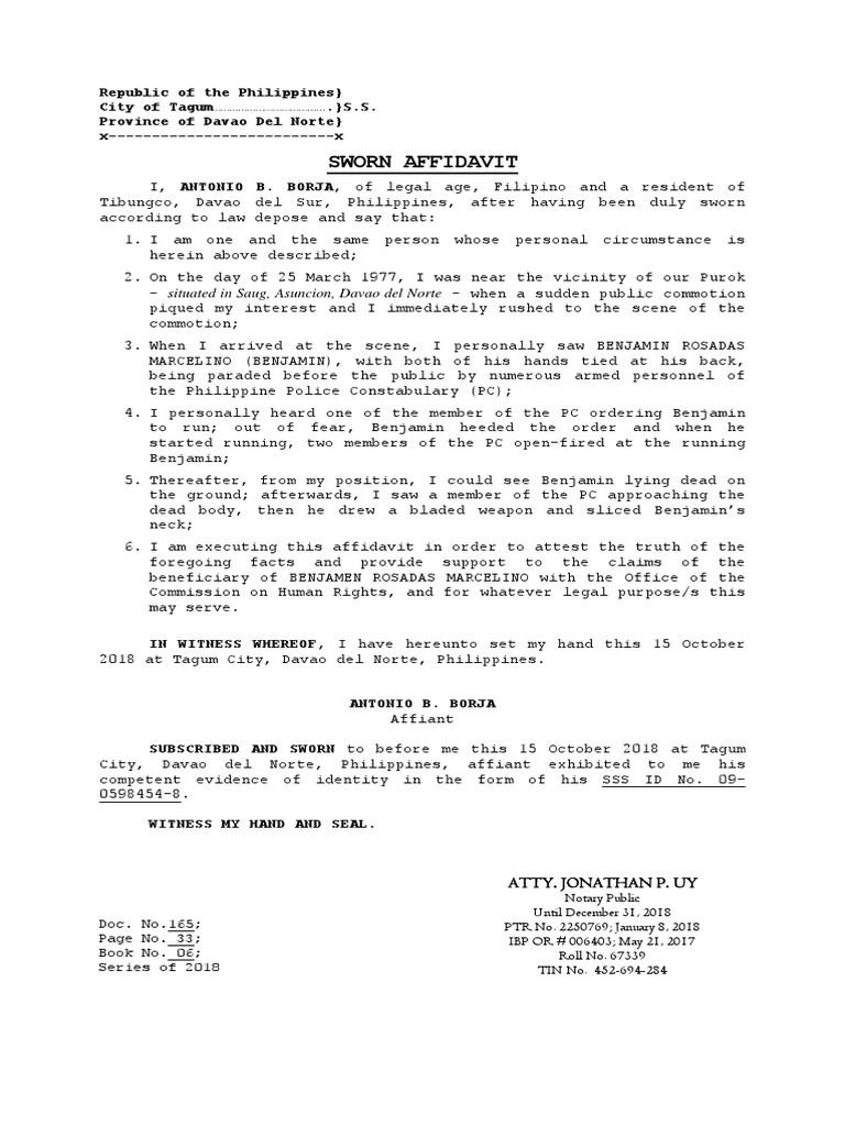 Affidavit For Human Rights Claim | PDF | Affidavit | Social Institutions