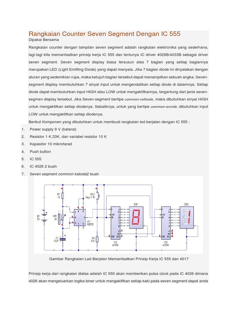 Rangkaian Counter Seven Segment Dengan IC 555 | PDF