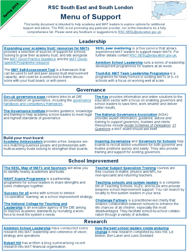 Menu of Support: Runs A Series of Leadership | PDF | Teachers | Governance
