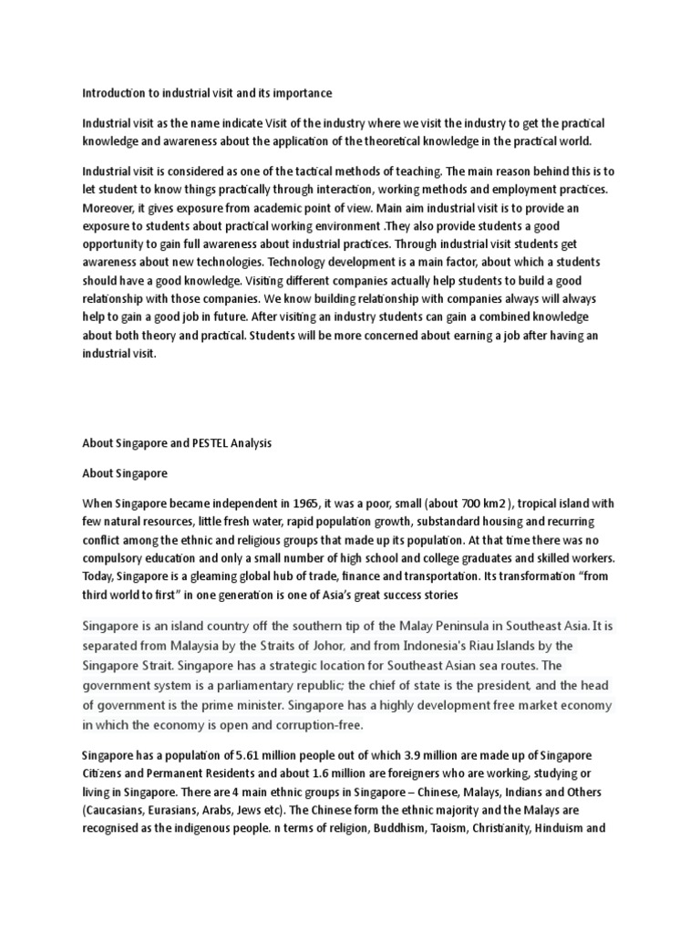 Introduction To Industrial Visit and Its Importance | PDF | Singapore ...