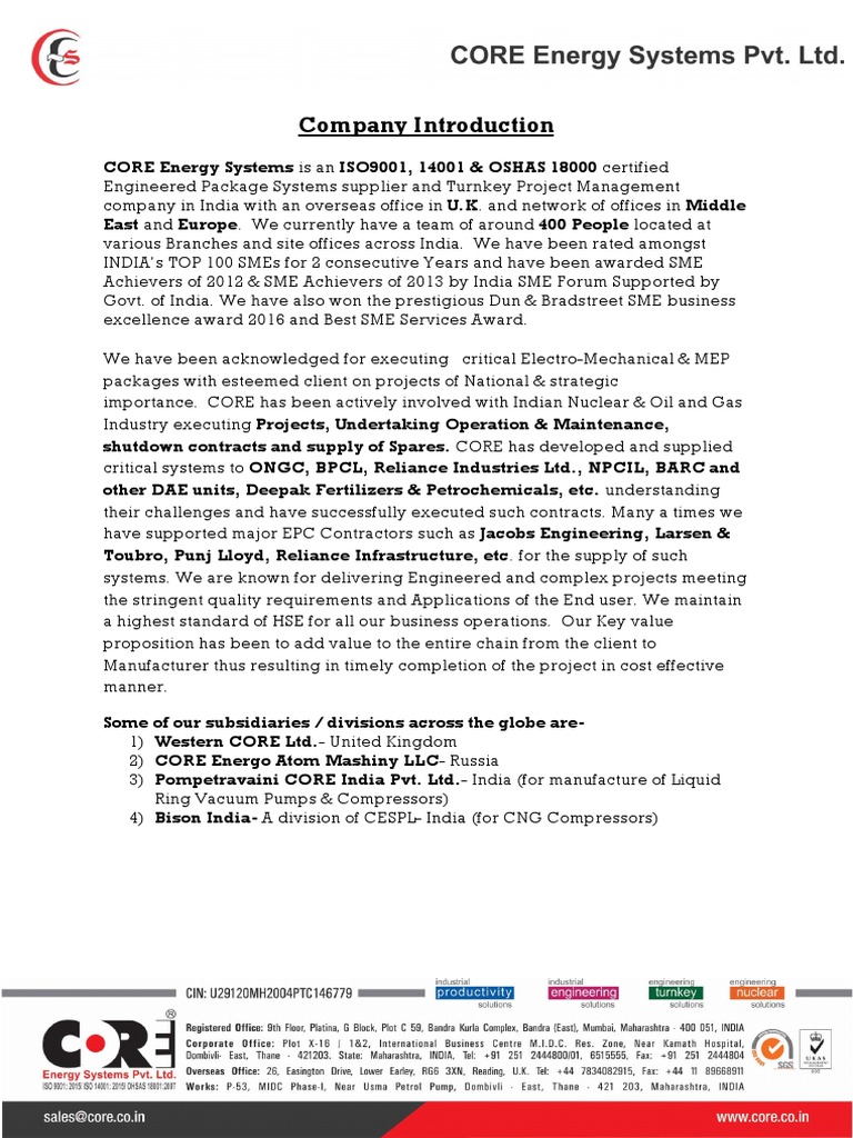 CESPL Company Introduction | PDF