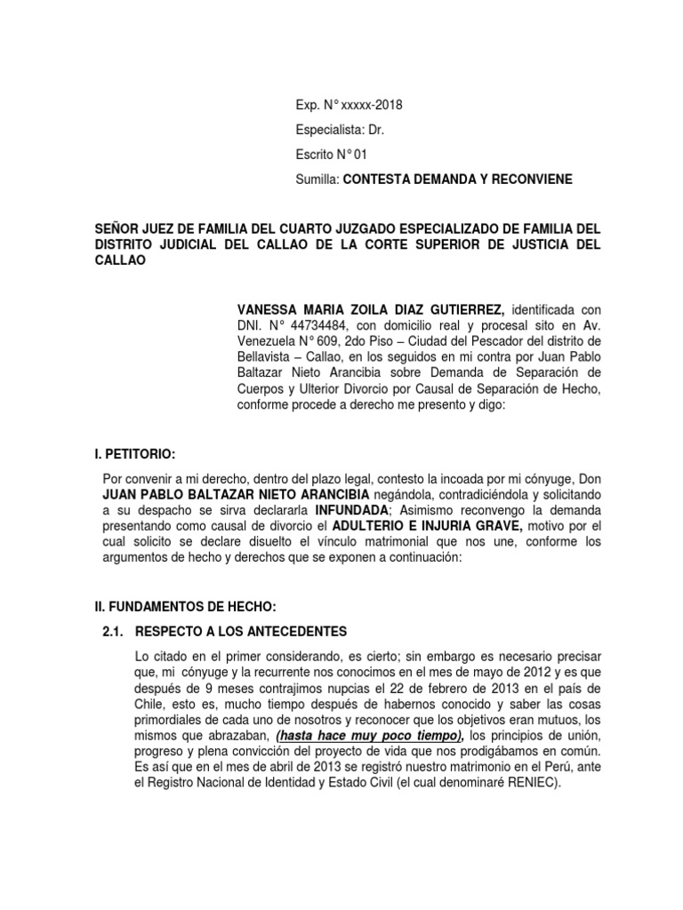 Reconvencion | PDF | Divorcio | Ley procesal