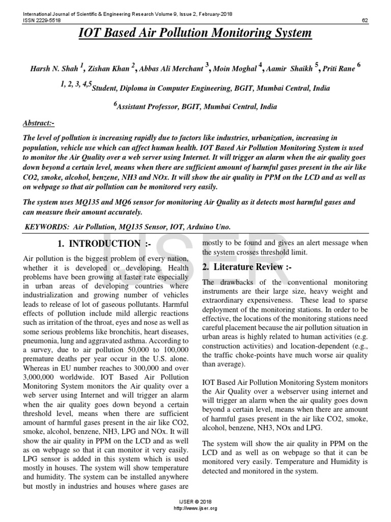 IOT Based Air Pollution Monitoring System | PDF | Air Pollution ...