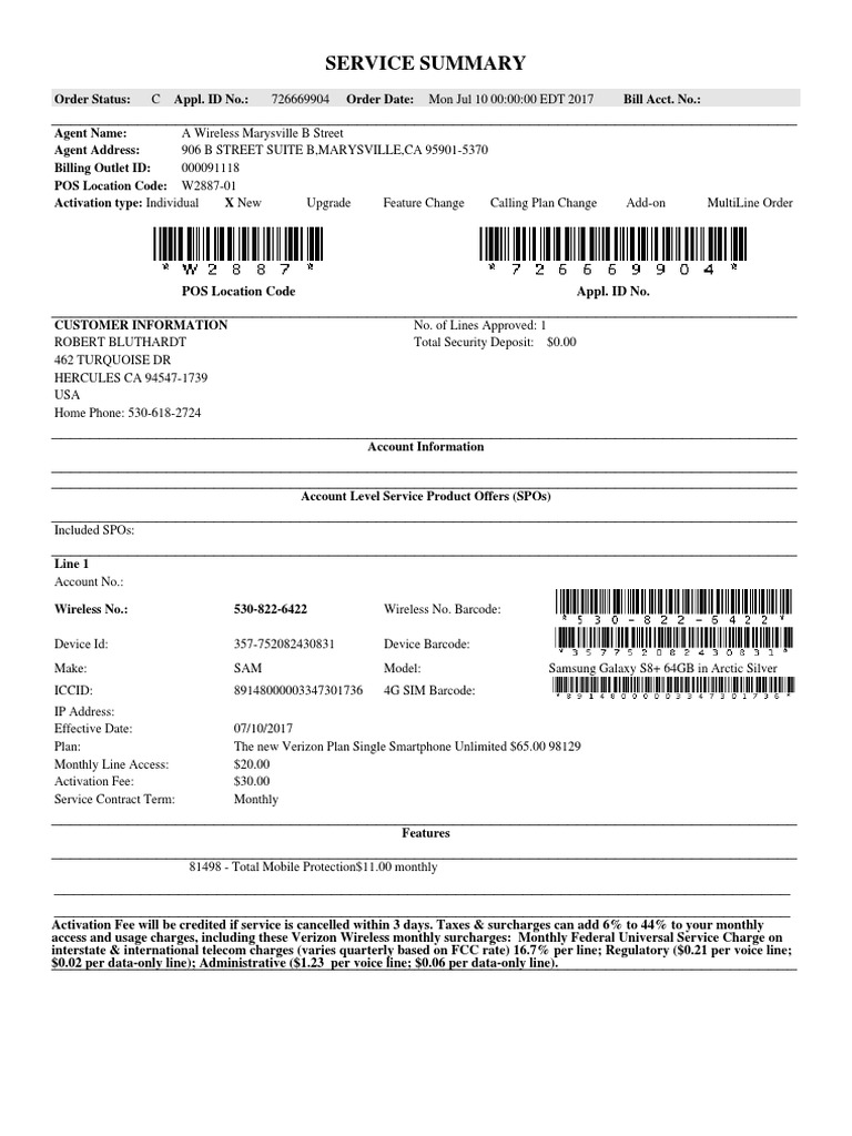 Customer Agreement | PDF | Verizon Wireless | Fee