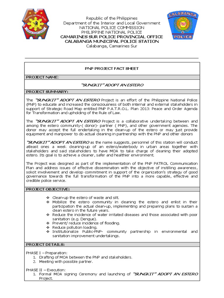 PNP Project Fact Sheet: 'Sungkit' Adopt an Estero - A Collaborative ...
