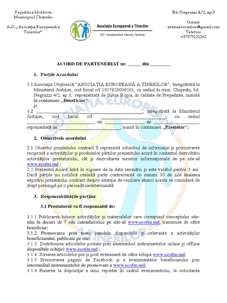Contract Parteneriat ONG Media | PDF