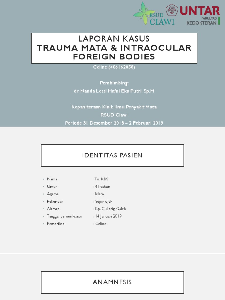 Kasus Trauma Mata & Intraokular Foreign Bodies | PDF