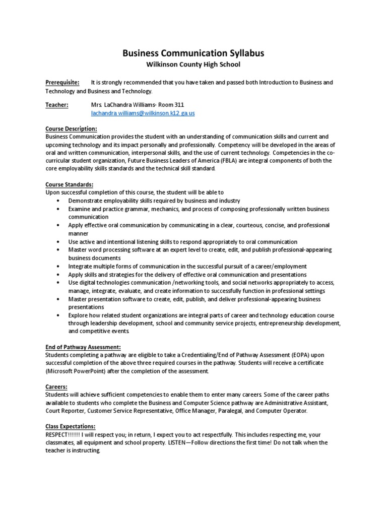Business Communication Syllabus | PDF | Communication | Leadership