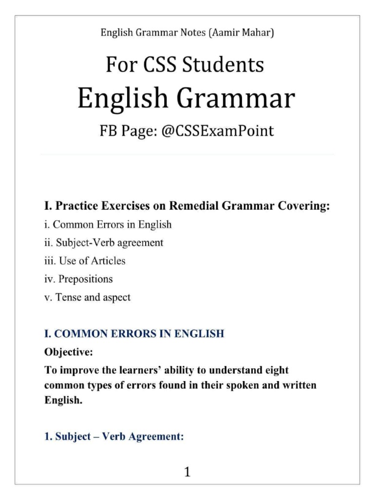 English Grammar Notes