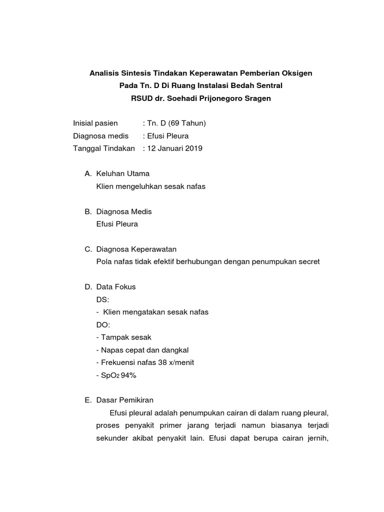 Analisa Sintesis Tindakan Oksigen | PDF