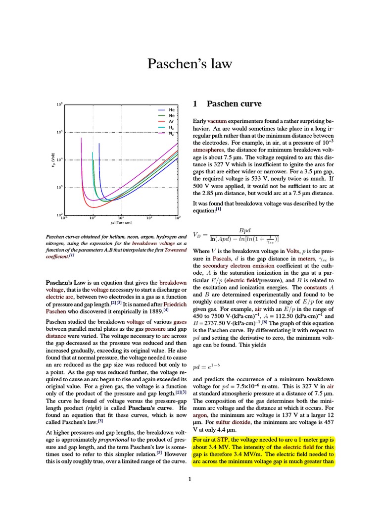 Paschen's Law PDF | PDF | Phases Of Matter | Nature