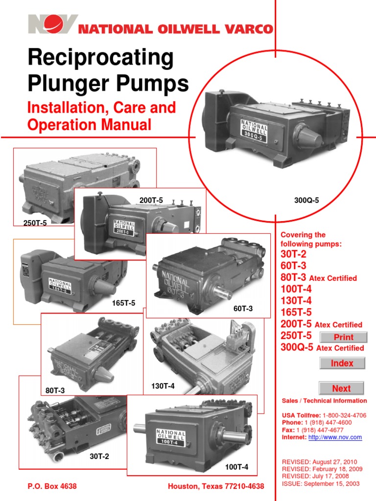 Manual de Operacion e Instalacion Bombas Reciprocantes National OILWELL ...