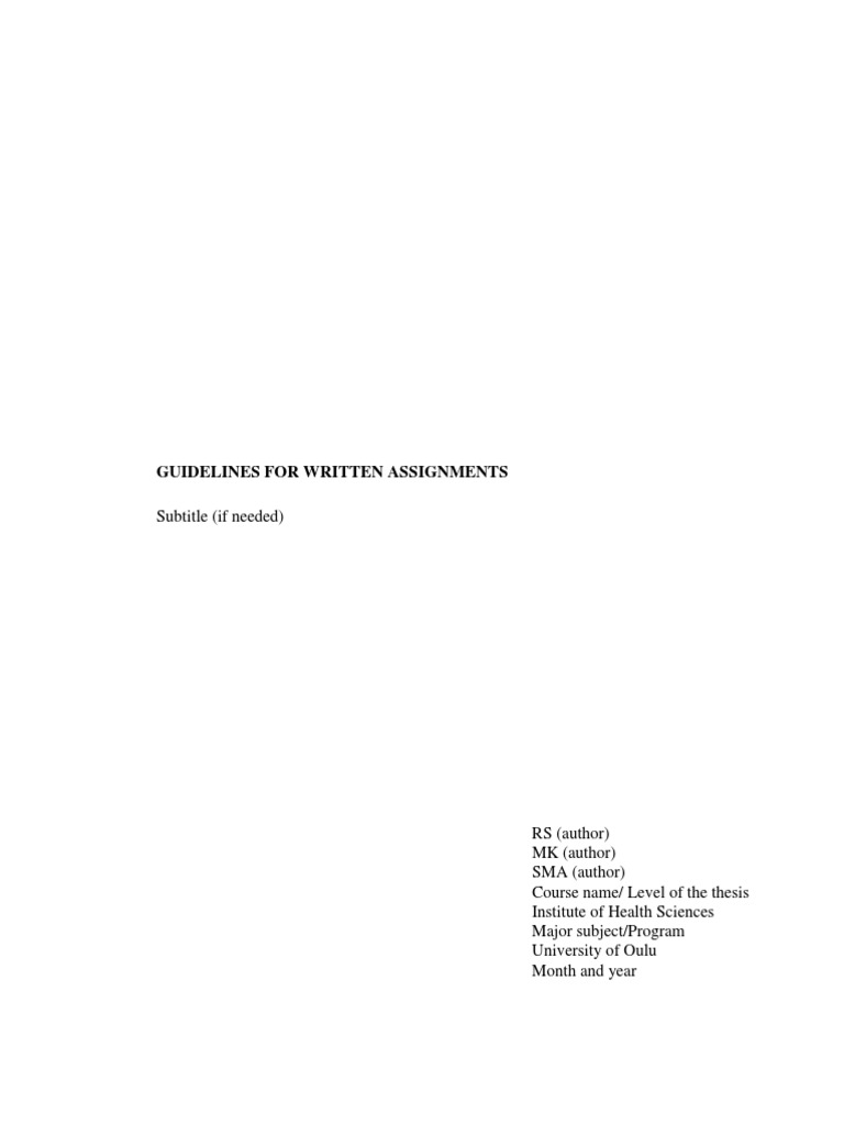 Guidelines For Written Assignments | PDF | Citation | Paragraph