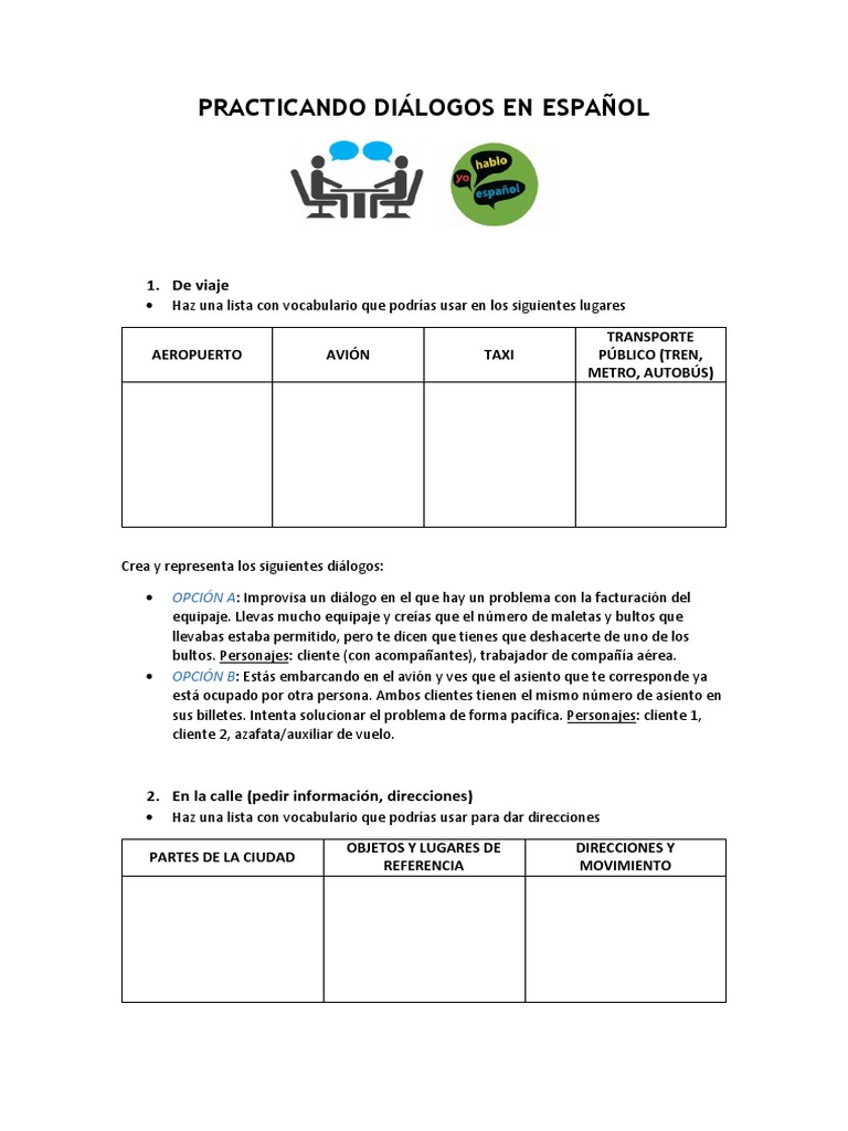 Diálogos en Español para Practicar | PDF | Camareros | Turismo