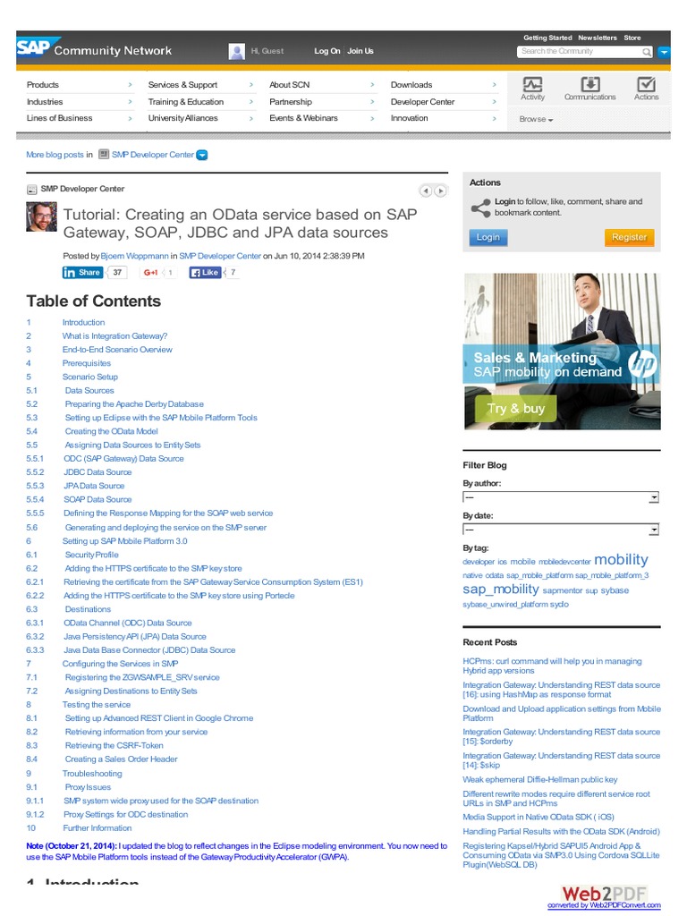 Tutorial Creating An OData Service Based On SAP Gateway | PDF ...
