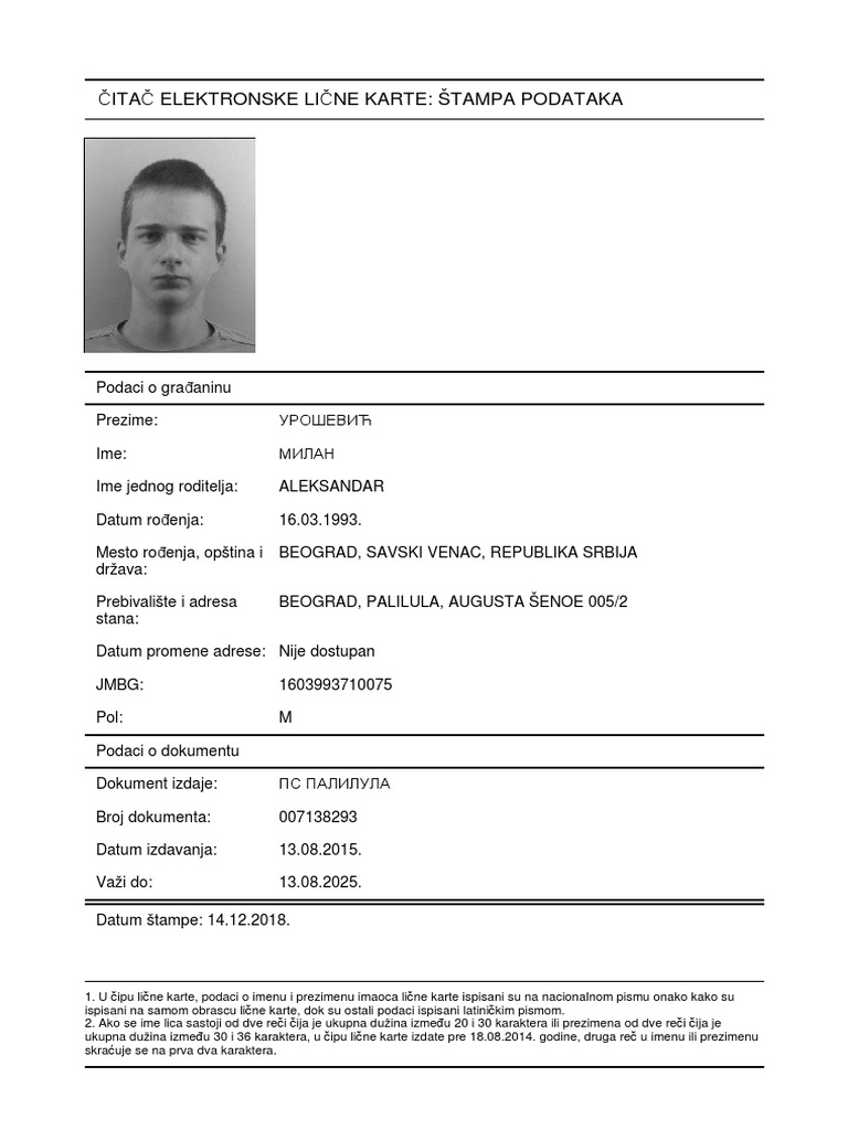 Podaci Lične Karte | PDF