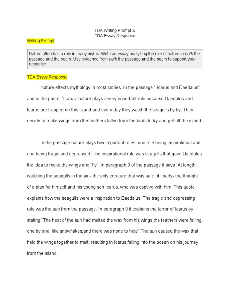 Catherine Hudson - 001 Tda Writing Prompt | PDF