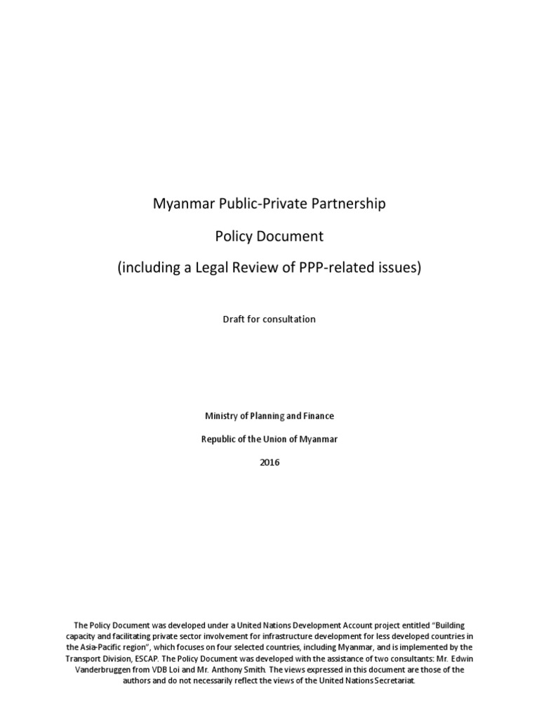 Myanmar PPP Policy Document - Revised PDF | PDF | Public–Private ...
