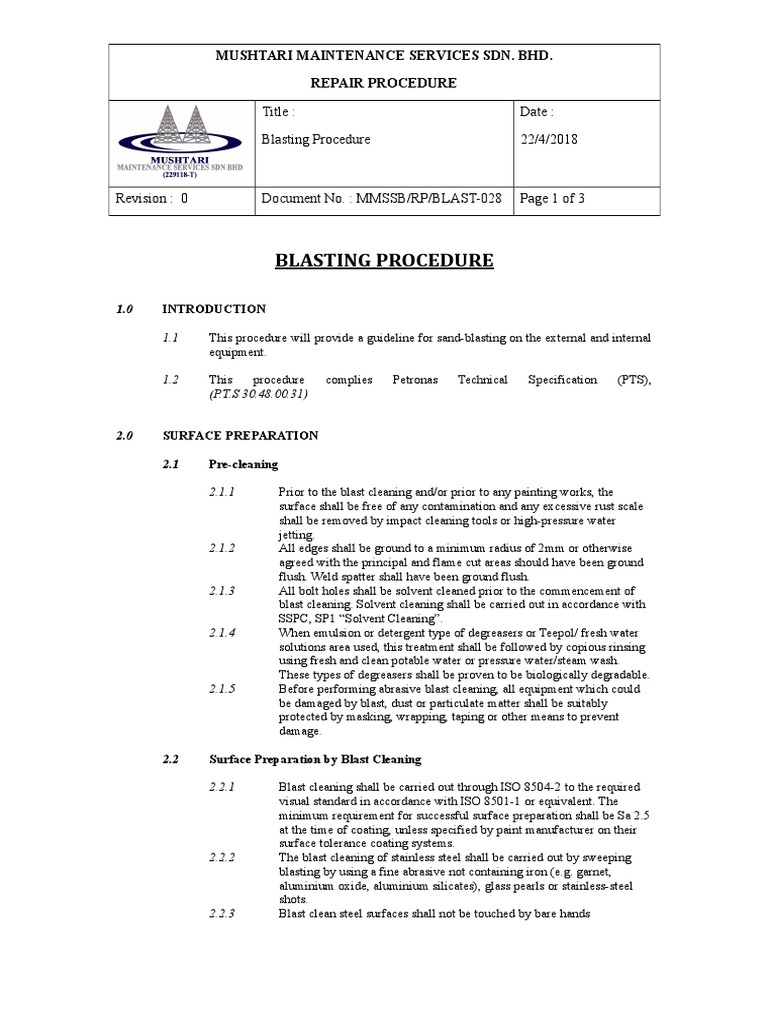 Blasting Procedure | PDF | Stainless Steel | Galvanization