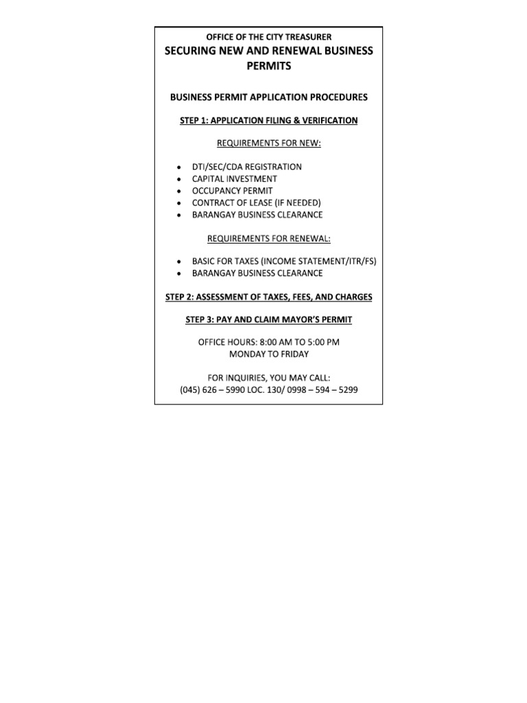 Mabalacat Pampanga Business Permit Application Procedures | PDF