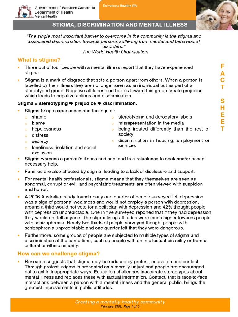 Mentalhealth Stigma Fact | PDF | Social Stigma | Mental Disorder