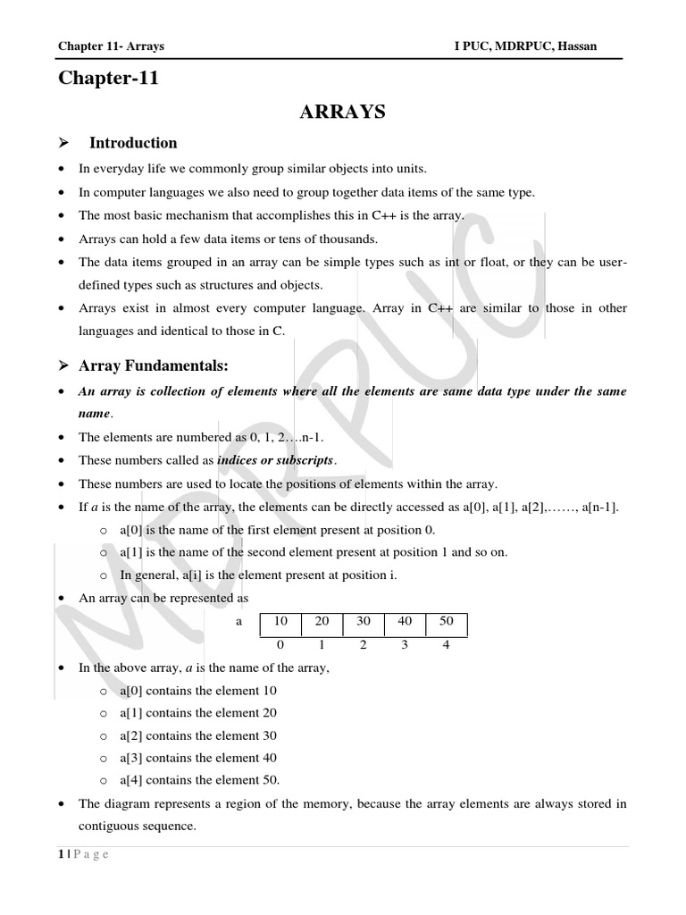 Chapter 11 Arrays1 | PDF | Array Data Structure | Data Type Chapter 11 Arrays1 | PDF | Array Data Structure | Data Type