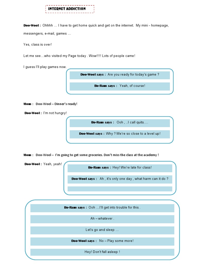 Script Internet Addiction Teacher Script Part 1 | PDF