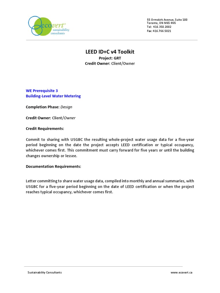 LEED BD+C v4 Toolkits, Owner | PDF | Leadership In Energy And ...