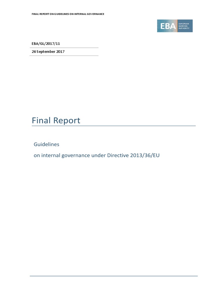 Final Guidelines On Internal Governance (EBA-GL-2017-11) | PDF ...