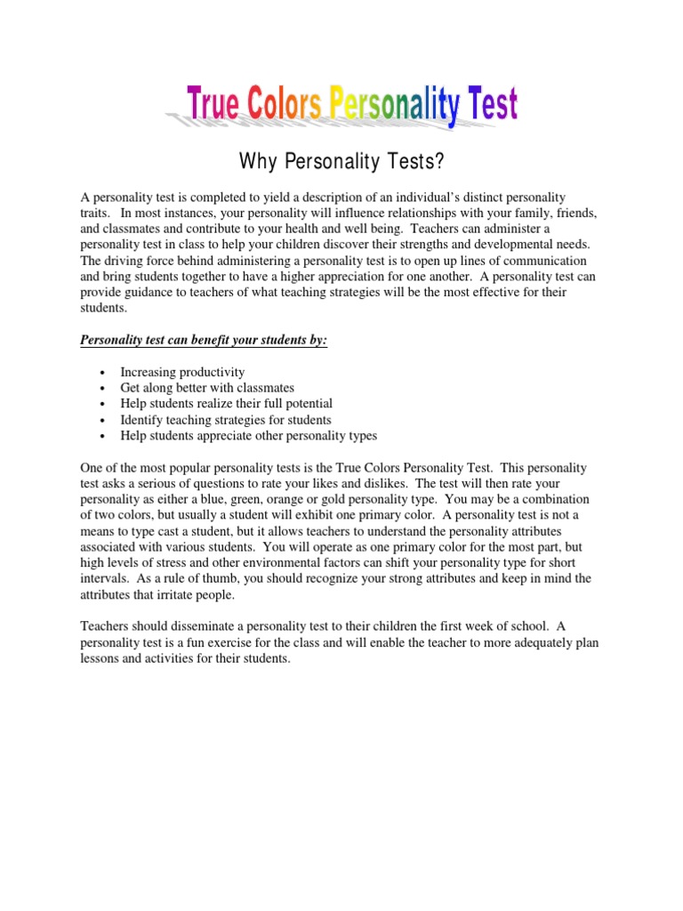True Colors Test High School Visits | PDF | Phrase | Love