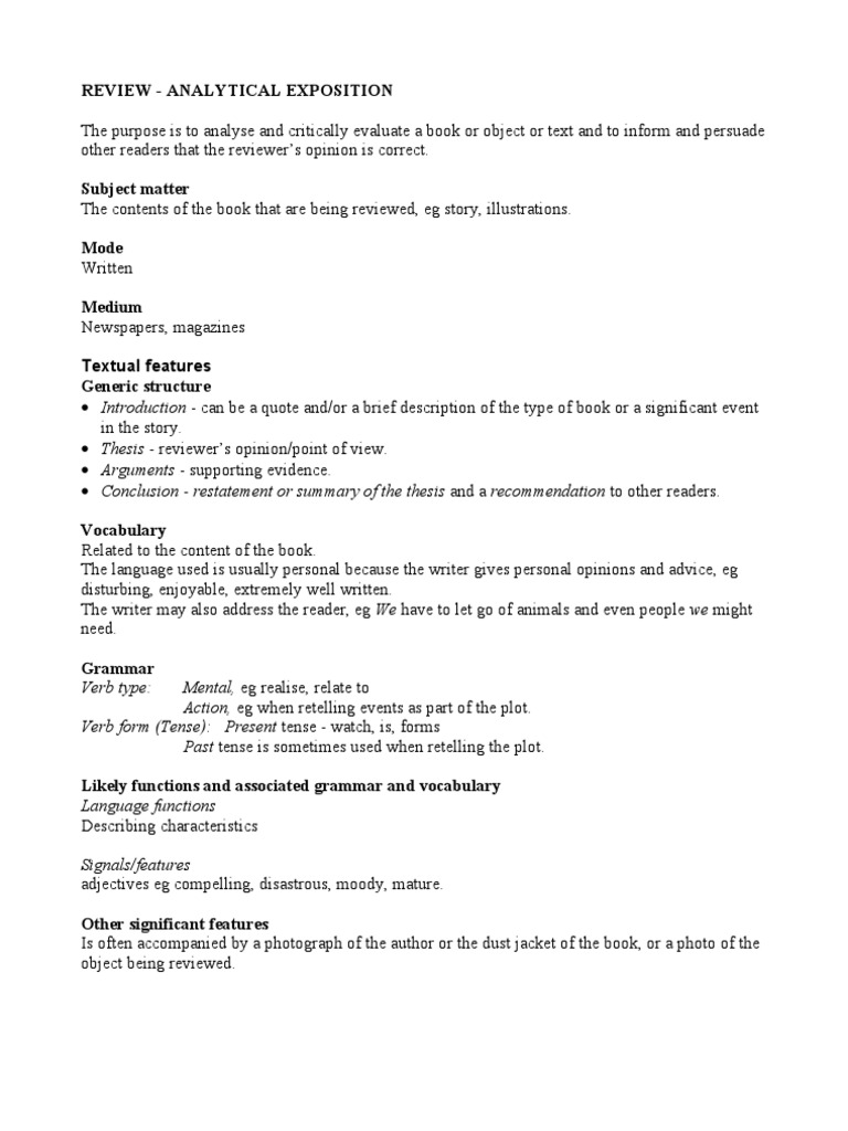 How To Write A Review, Analytical Exposition | Download Free PDF | Verb ...