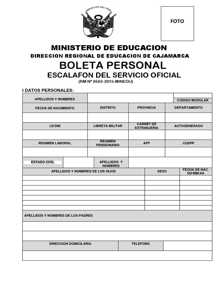 Boleta Personal 2016 | PDF