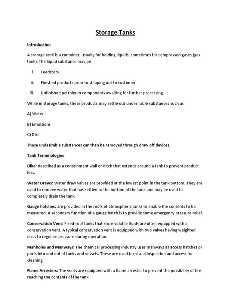 Storage Tanks | PDF | Pressure | Water