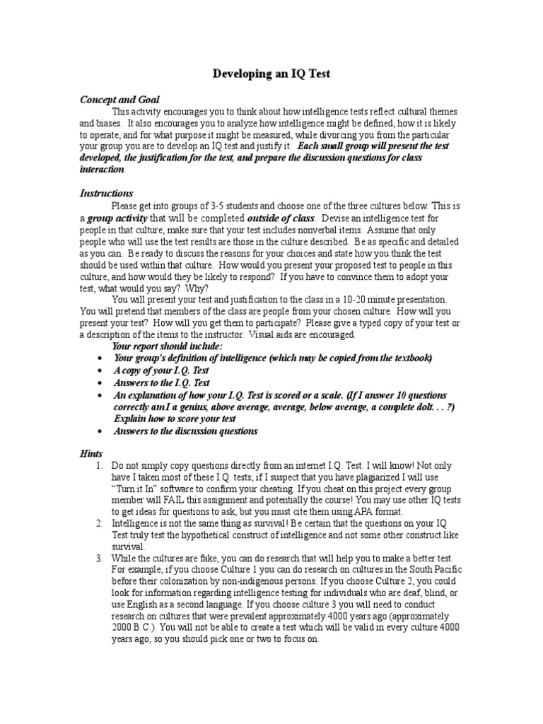 Developing An IQ Test | PDF | Intelligence Quotient | Applied Psychology
