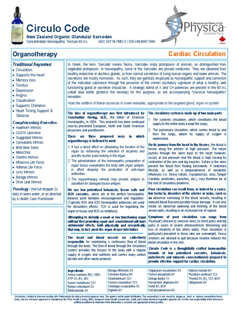 Circulo Code: Organotherapy | PDF | Circulatory System | Vein