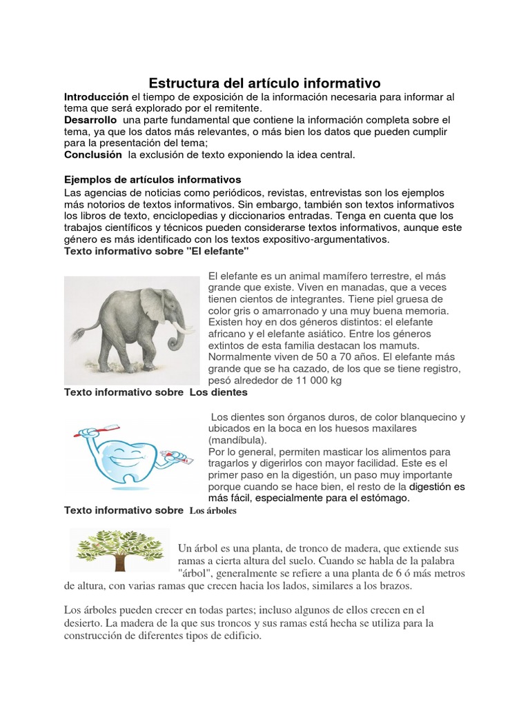 Estructura Del Artículo Informativo | Arboles | Digestión