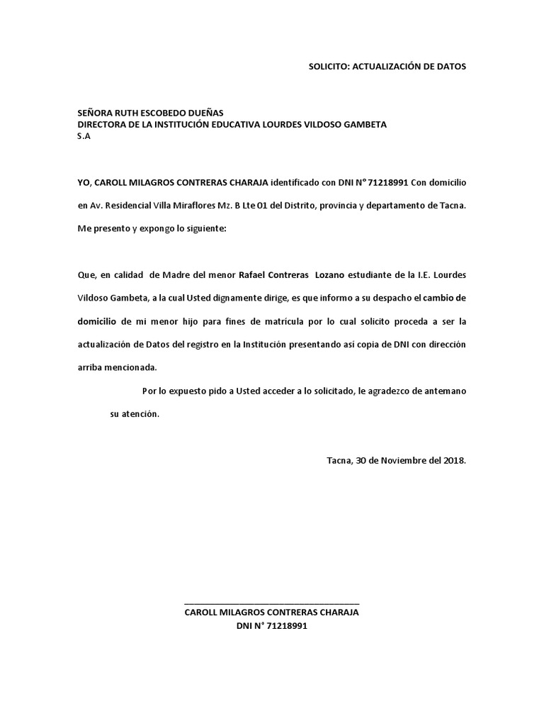 Solicito Actualizacion | PDF