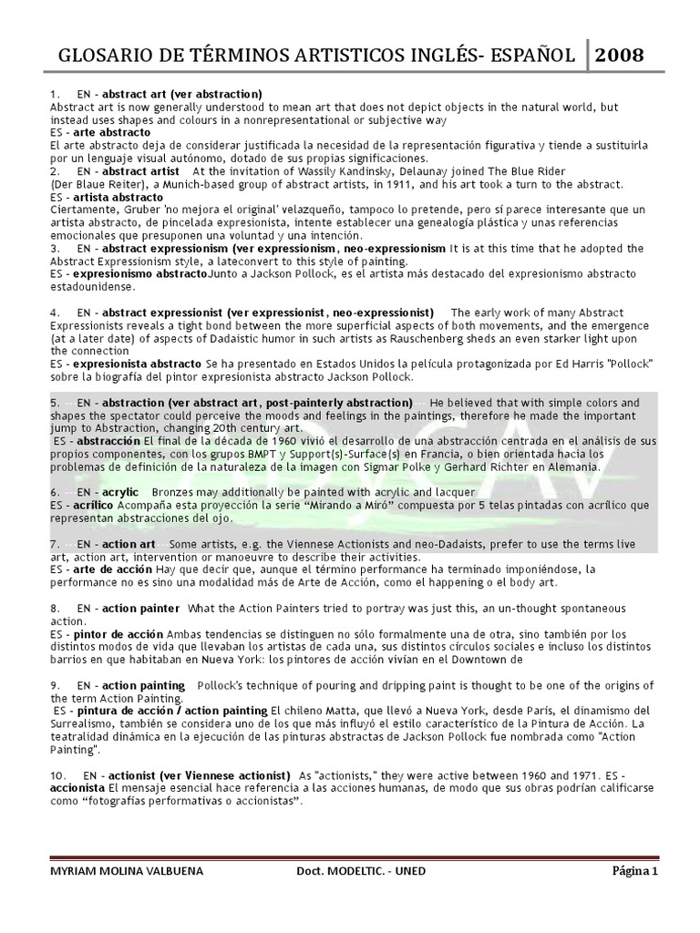 Glosario Dibujo y Pintura | PDF | Cubismo | Arte abstracto