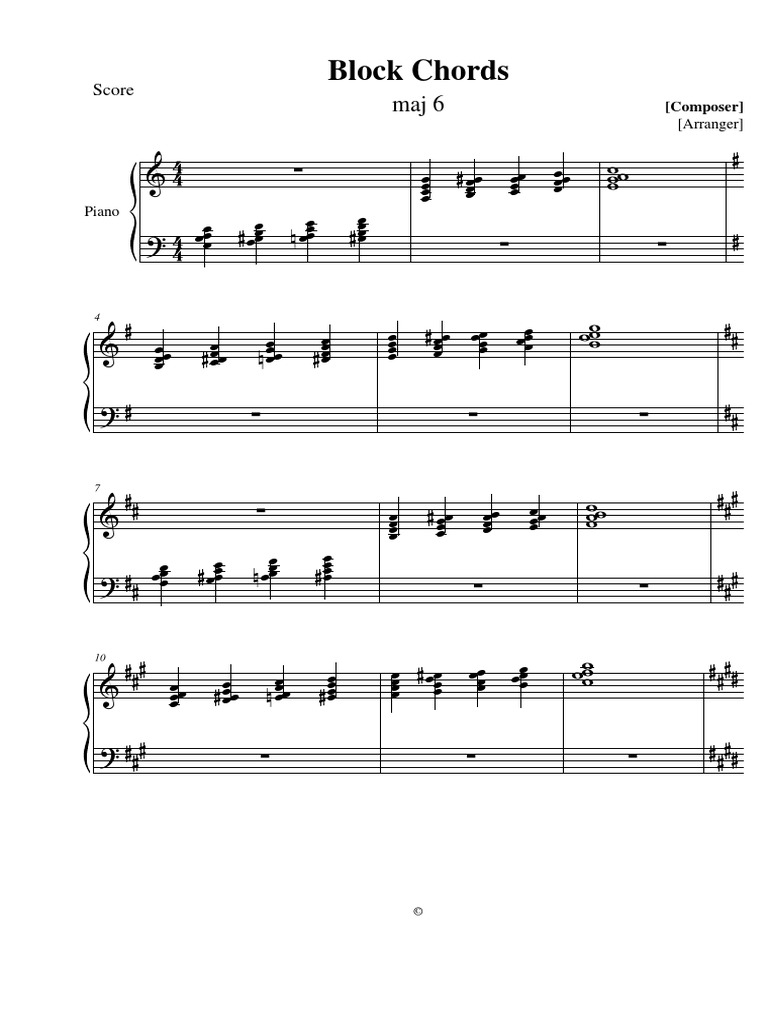 Block Chords Maj6 | PDF | Musical Compositions | Leisure