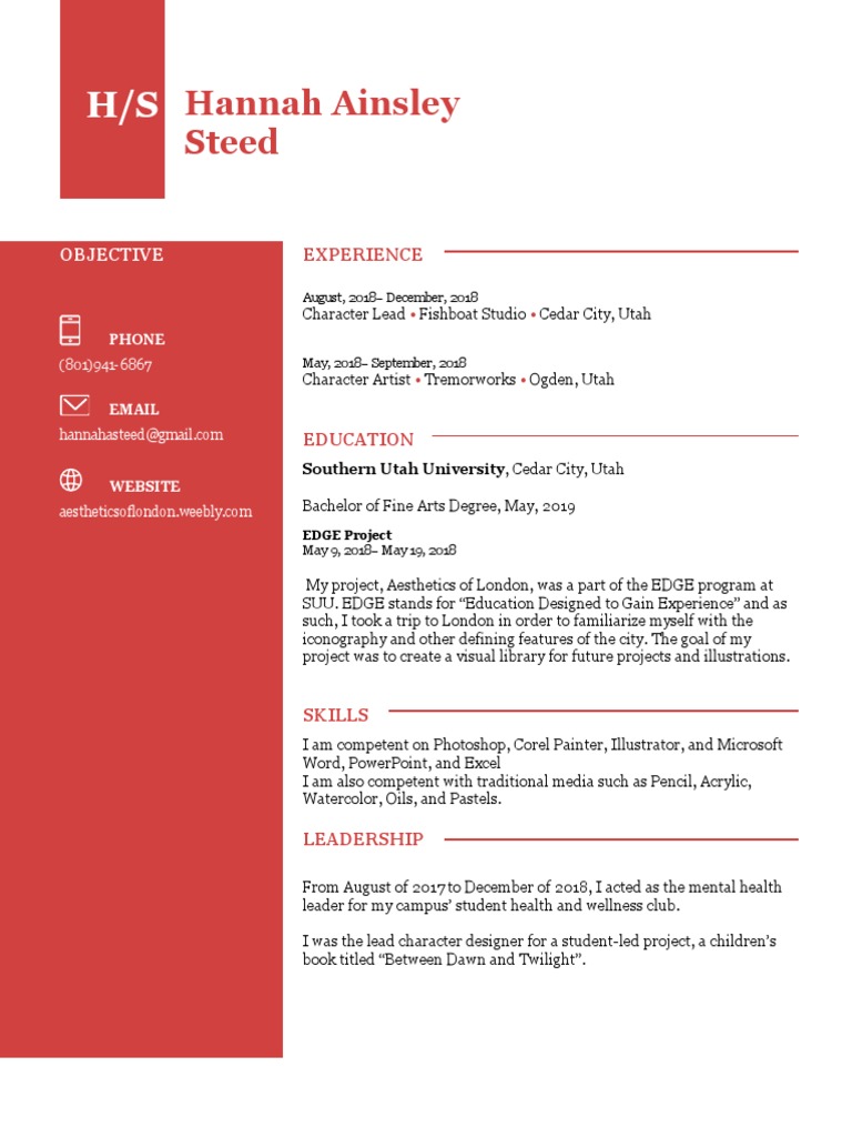 Hannah Ainsley Steed: Objective | PDF