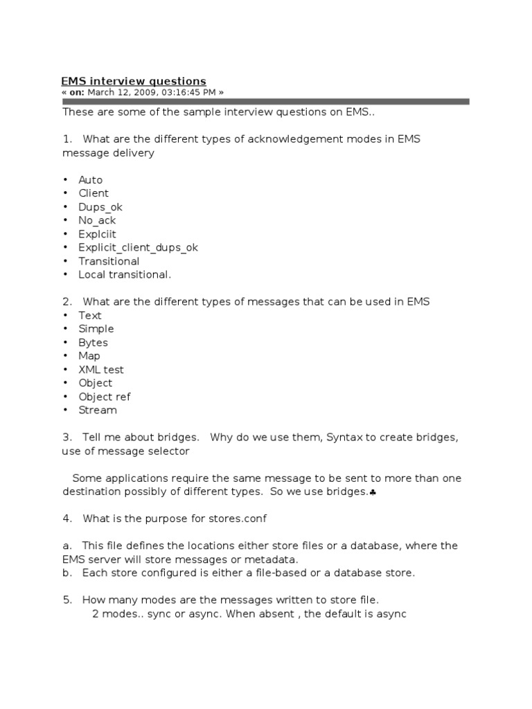 EMS Interview Questions | PDF | Multicast | Server (Computing)