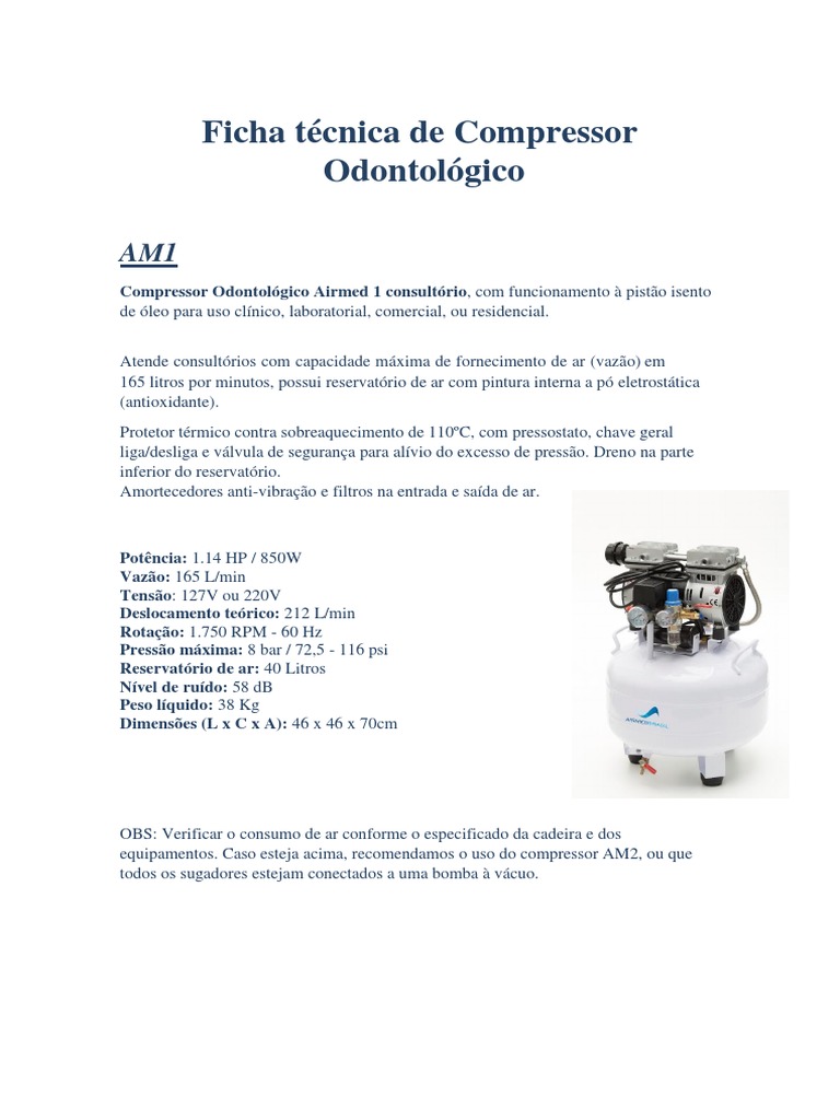 Ficha Técnica de Compressor AM1 | PDF | Bem-estar | Ciências e Matemática