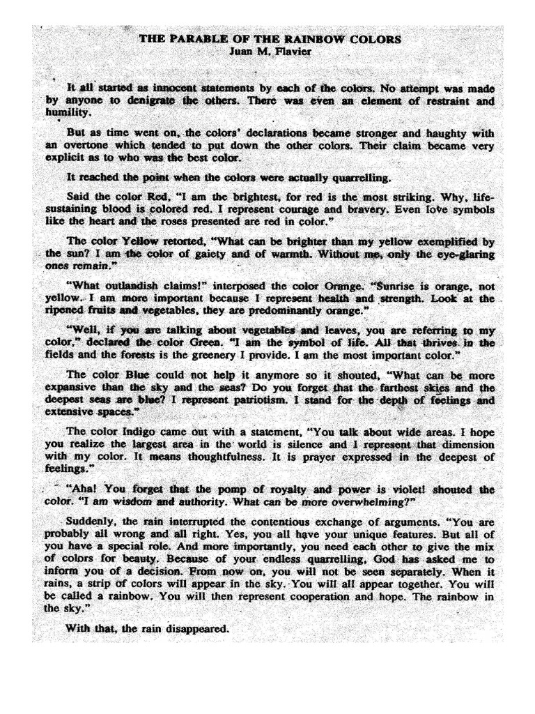 The Parable of The Rainbow Colors | PDF