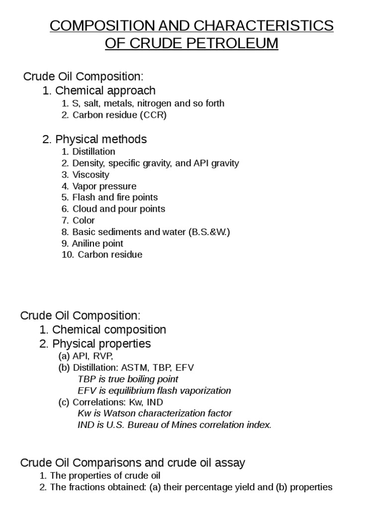 Crude Petroleum Composition Analysis | PDF | Petroleum | Distillation