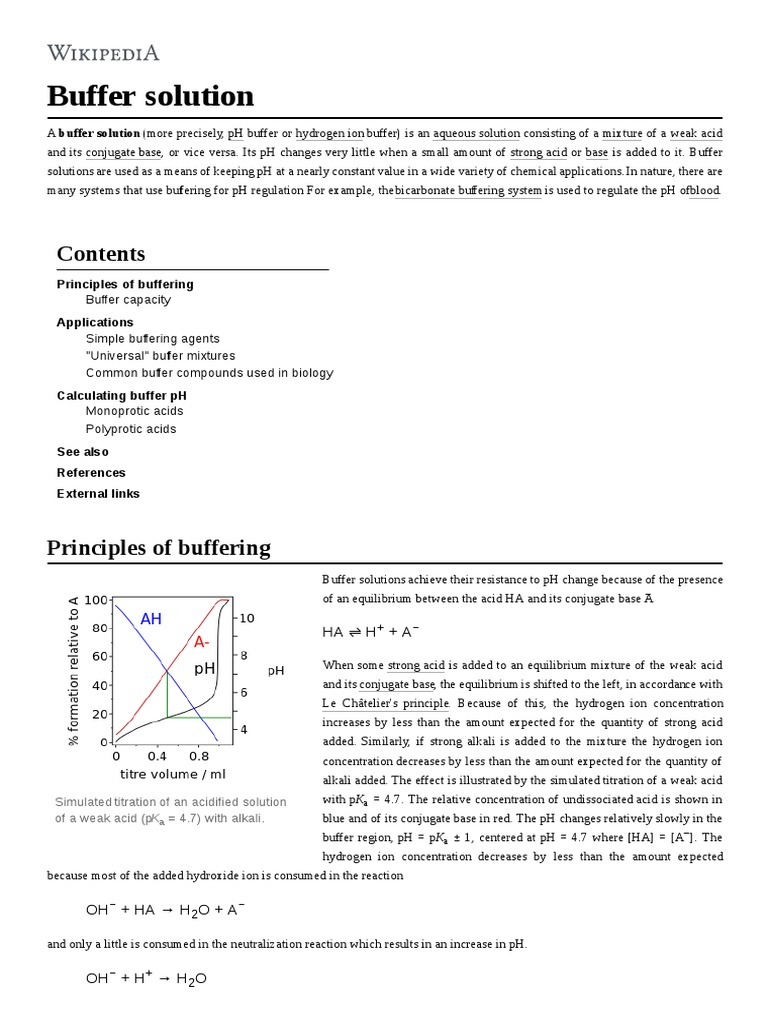 Buffer Solution | PDF | Buffer Solution | Acid Dissociation Constant